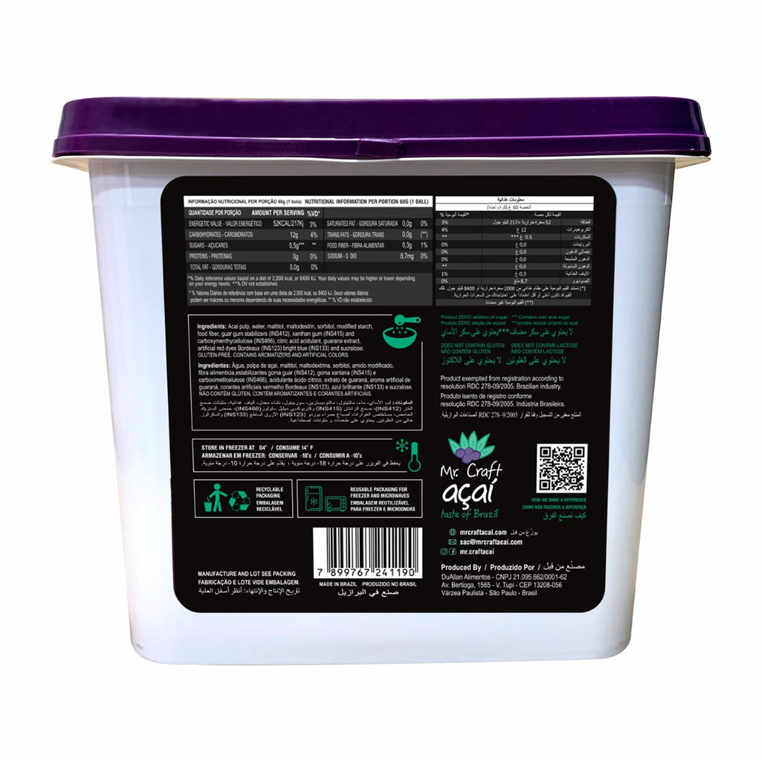 Frozen Acai With Guarana Zero Sugar 3.2kg - Mr. Craft – Nativo
